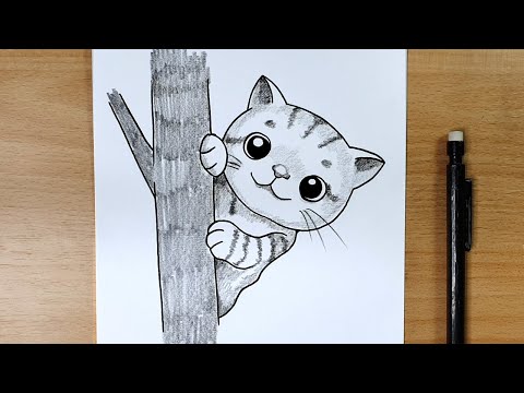 How to draw a cat - Pencil drawing - step by step