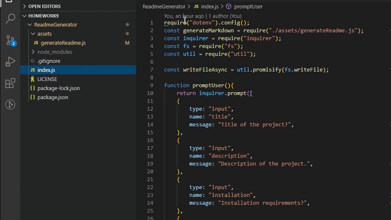 NodeJS good Readme Generator