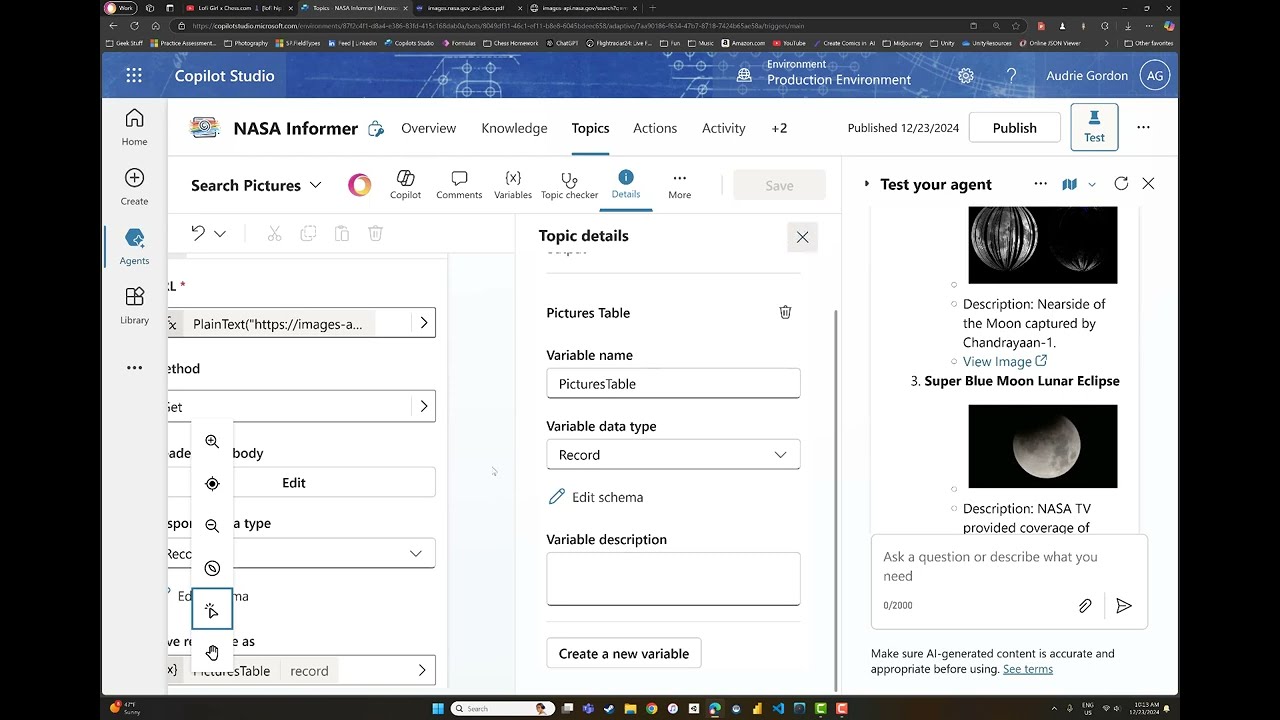 Copilot Studio: Crafting Stunning NASA Photo Tables for Space...