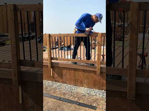 How to install treated wood deck railing on a deck #homeimprovement #diy #build
