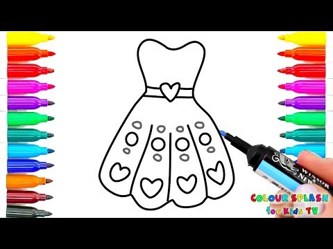 Coloring Pages Dresses For Girls l Drawing Pages To Color For Kids l Learn Rainbow Colors