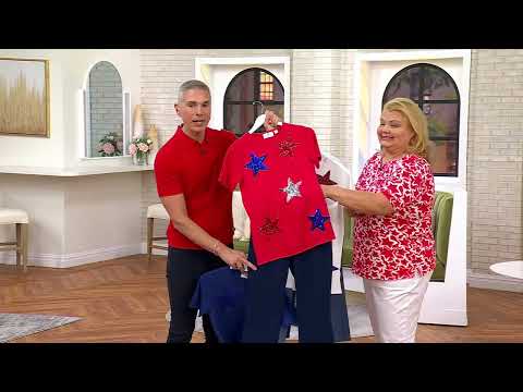 Quacker Factory Lucky Stars Sequin Short Sleeve Top on QVC