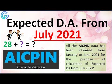 Expected D A from July 2021/ Released AICPIN/ Calculation by CPI