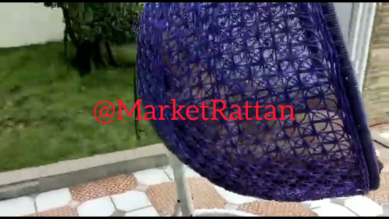 AYUNAN KURSI GANTUNG ROTAN SINTETIS PEAR UNGU SANTAI TERAS RUMAH MURAH - HANYA DI MARKET RATTAN