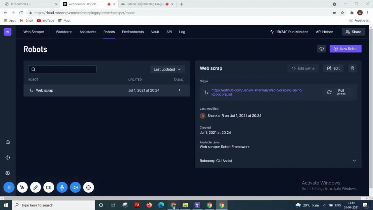 Web Scraping Using Robocorp