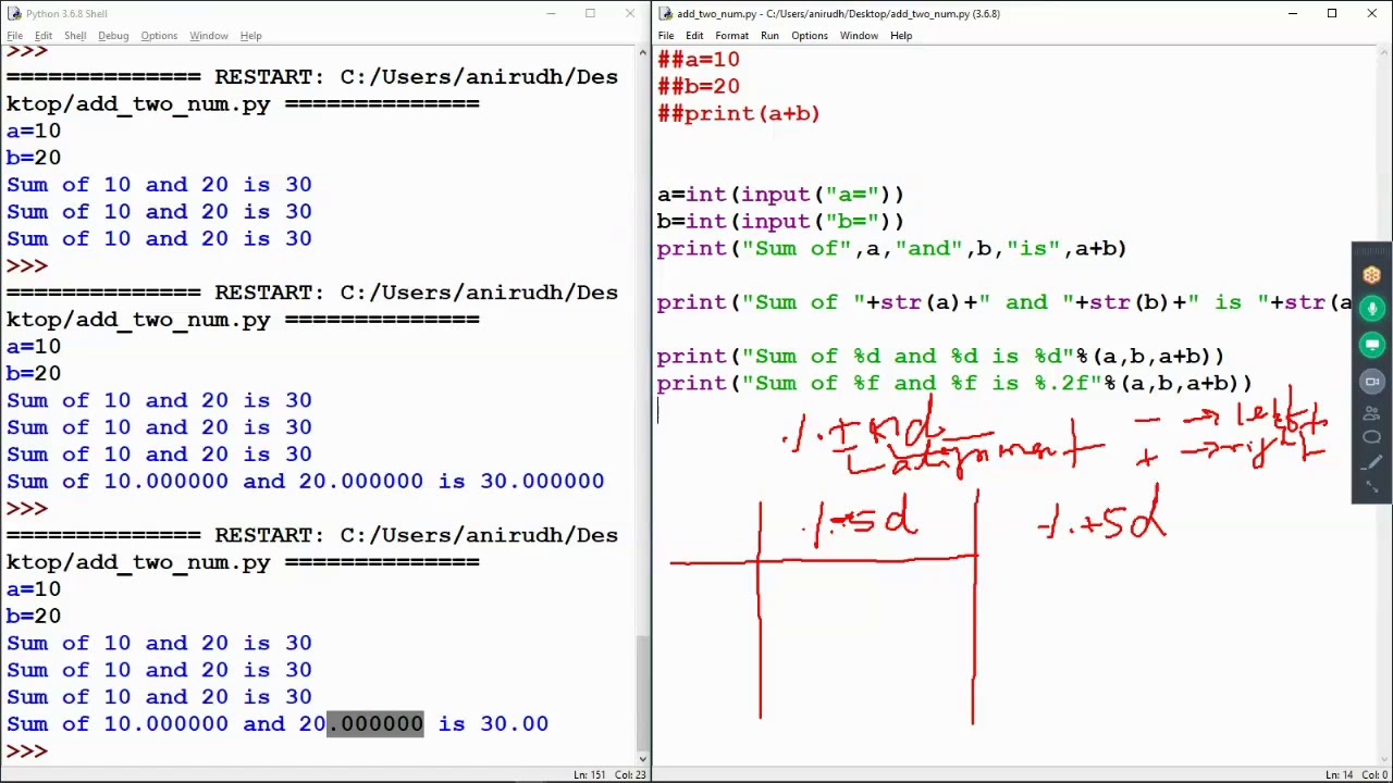 Python 3 Tutorial 019- Format print output using %, padding and aligning strings