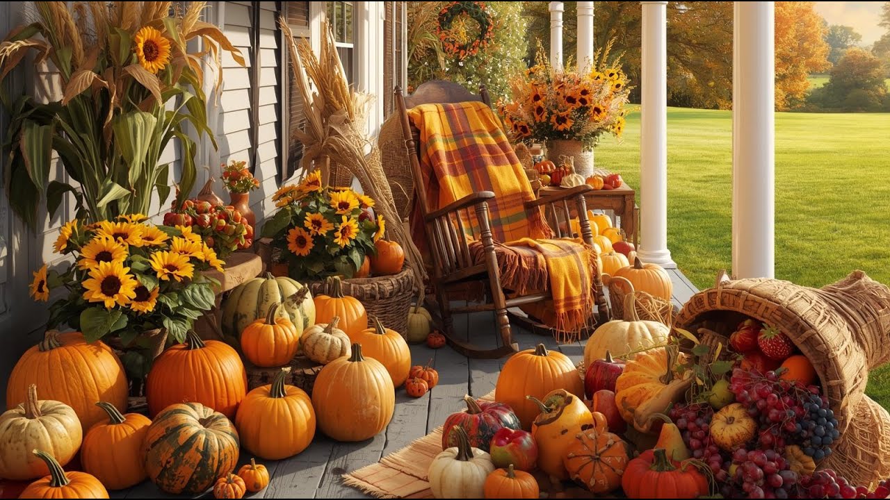 Thanksgiving Vibes with Music, Cozy 🍁Fall/Autumn Harvest  Images with Relaxing Music