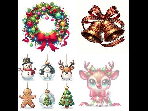 Premium Christmas Clipart Collection: 64 High-Resolution Non-Transparent PNGs