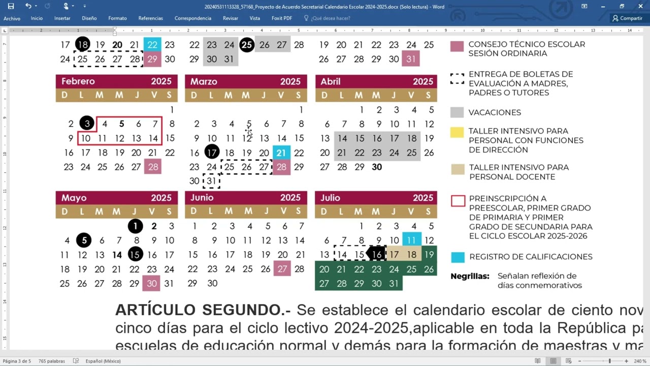 Calendario Escolar 2024 2025