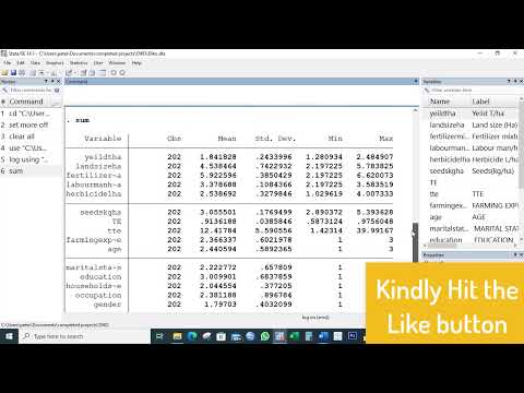 How to run Stochastic Frontier Production Function Analysis using STATA