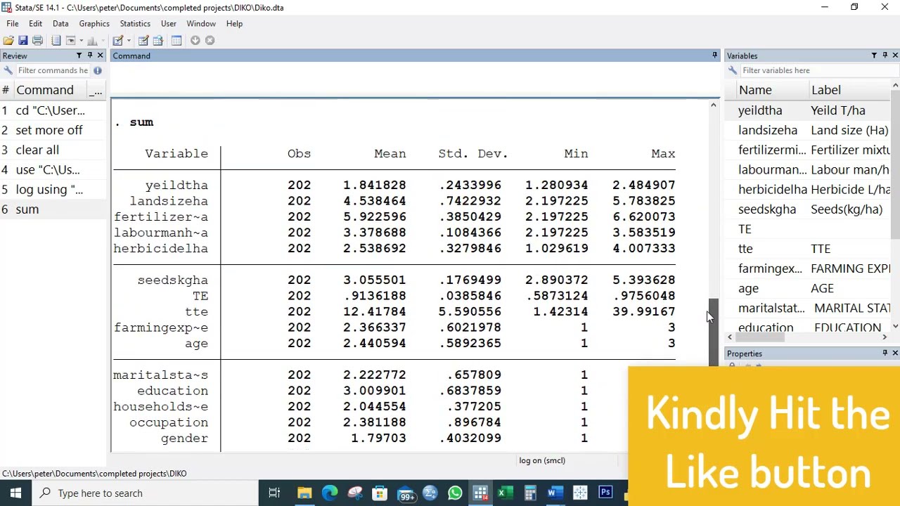 How to run Stochastic Frontier Production Function Analysis using STATA