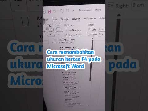 Cara menambahkan ukuran kertas F4 pada Microsoft Word #tutorial #tutorialword