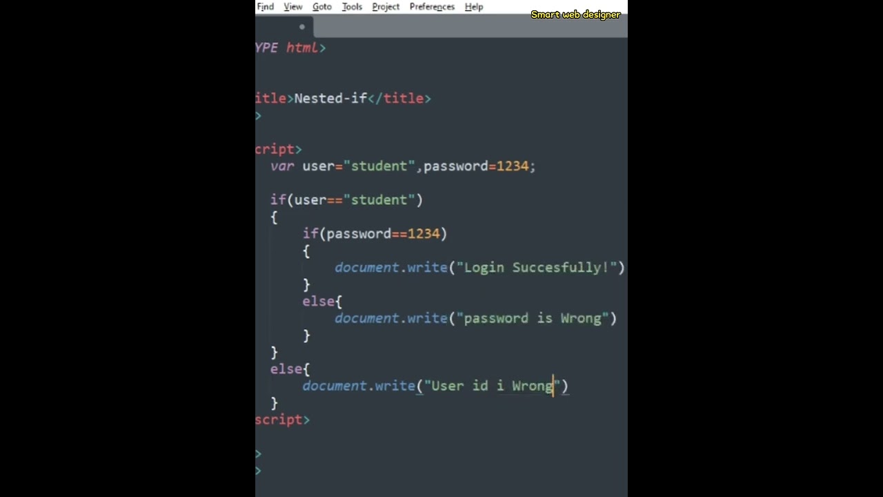 Nested If else Statement in JavaScript || Best Example project in programming | #shorts #javascript