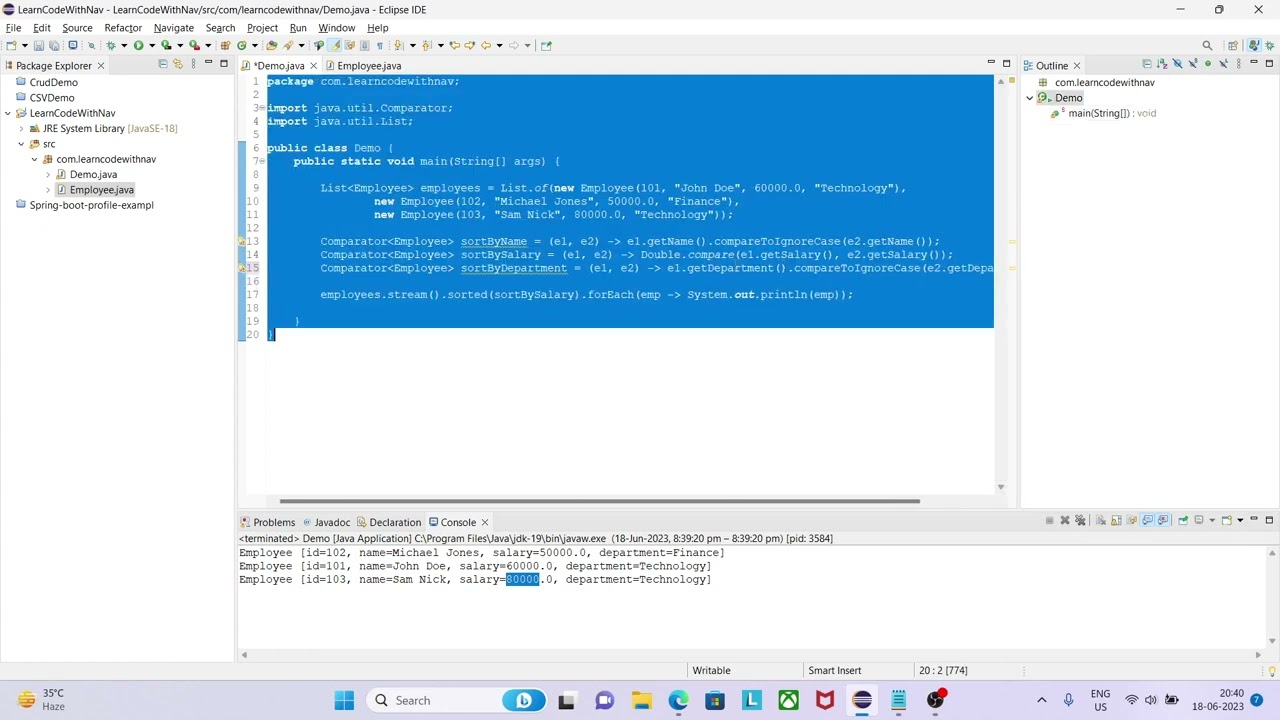Java 8: Sorting Custom Objects