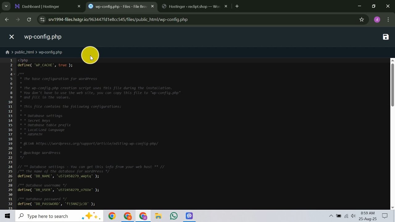 How To Secure wp config php in Hostinger