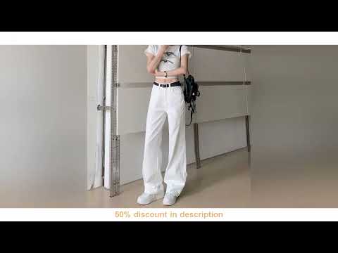 #Women's Fashionable Wide Leg Jeans Summer Loose Fit Denim with Stylish Details Make You Stand Ou