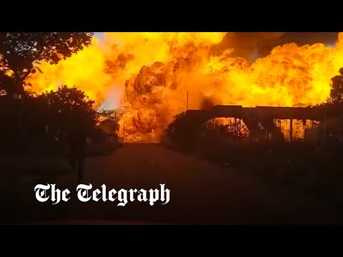 Moment fuel tanker explodes in South Africa, killing eight people