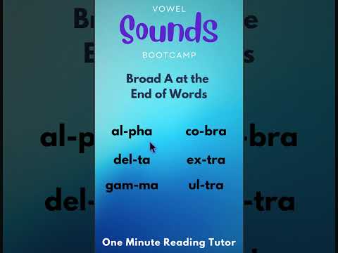 Vowel Sounds Bootcamp: Broad A at the End of Words #phonics #vowels (One Minute Reading Tutor)