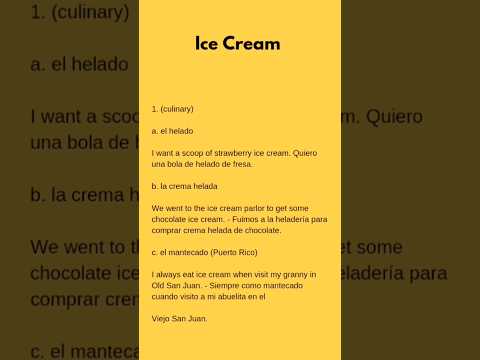 English to Spanish | How to say "ice cream" in Spanish | #shorts #spanishlessons