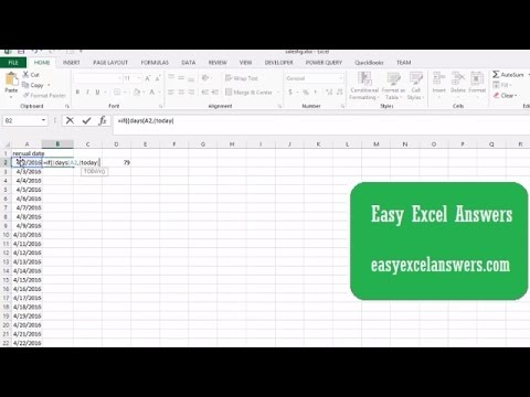 How determine the number of days between dates in Excel