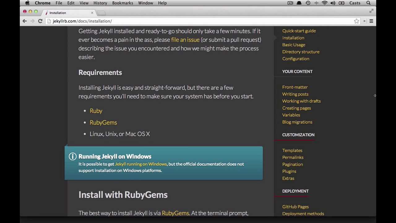 Jekyll Essentials: Installing Jekyll