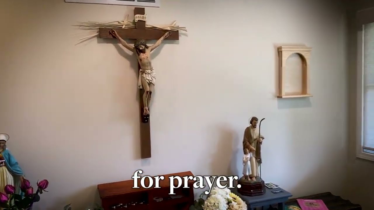 Catholic Home Altar Wooden Wall Shrine and Prayer Shelf