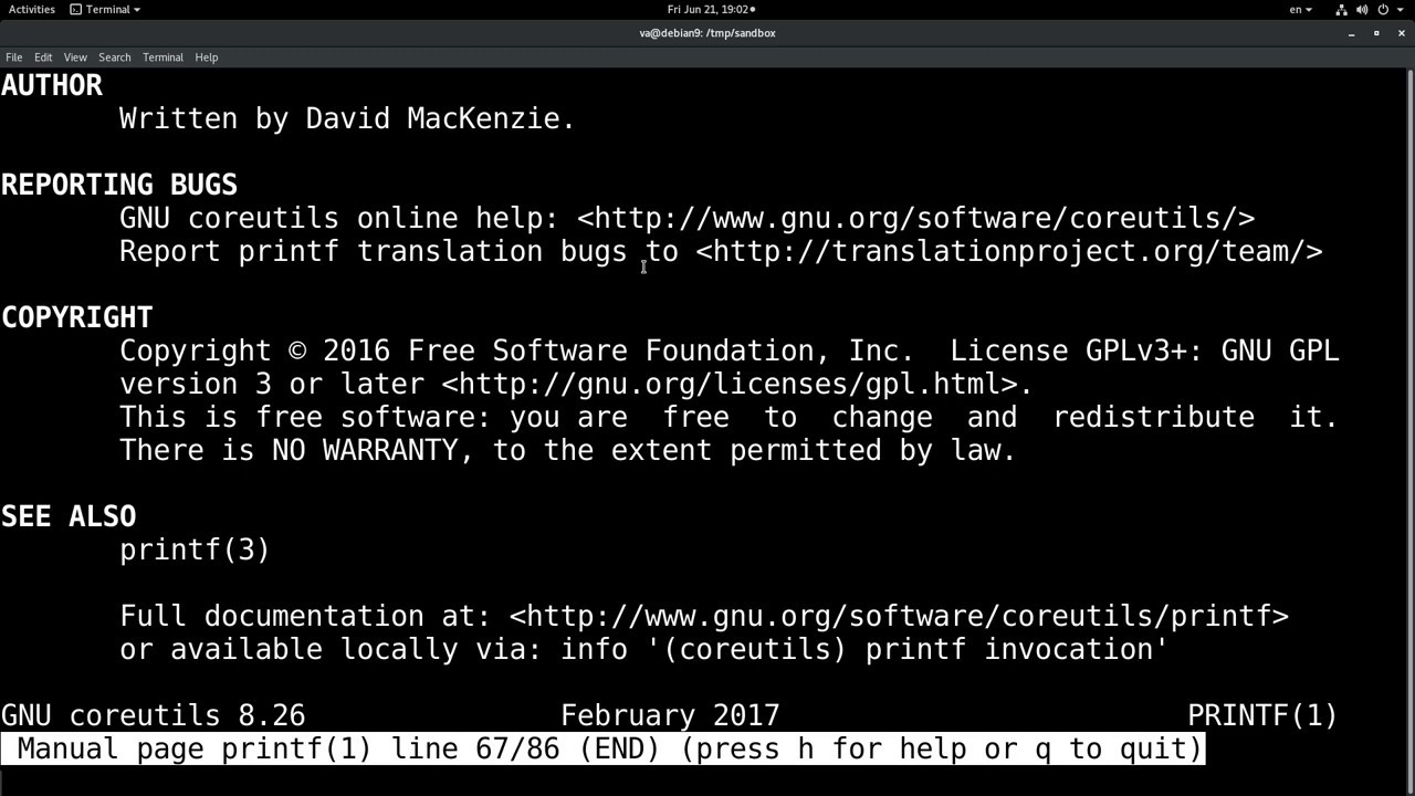Bash: printf usage and example