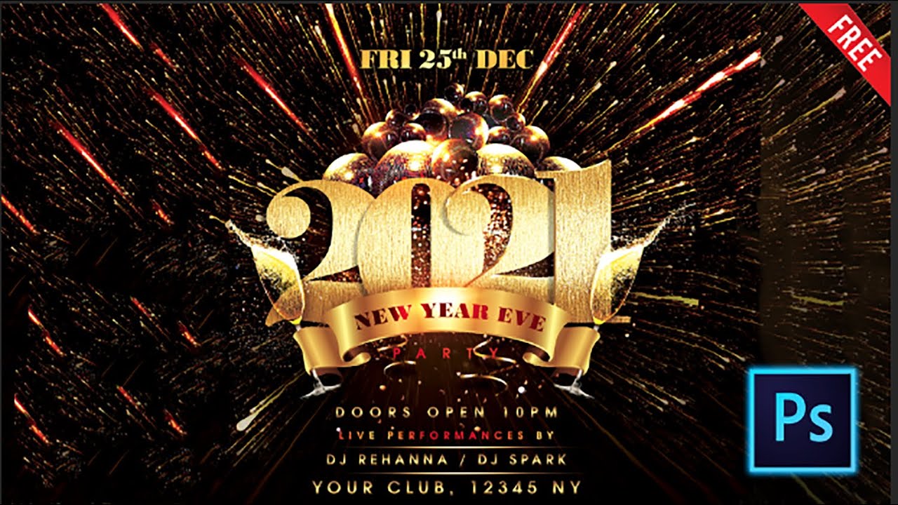 2023 New Years Eve Party Flyer Template Free Download