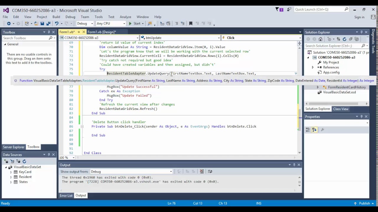 19 Visual Basic 2015 Code the Update Button Click Handler
