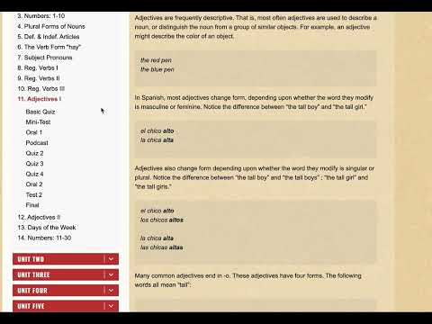 Spanish Grammar Lesson 11: Spanish Adjectives-Part 1-2