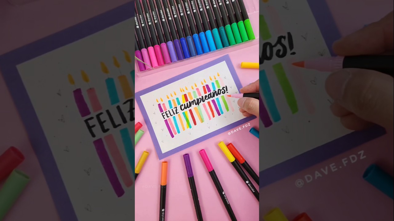 Lettering con Marcadores para Tarjetas de Cumpleaños 💖 idea tarjeta creativa con papel! #lettering