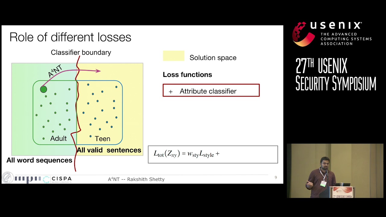 USENIX Security '18 - A4NT: Author Attribute Anonymity by Adversarial Training...