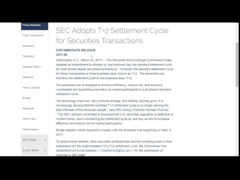 New SEC cash account settlement trading Cycle T+2 rule Only TWO days now for securities transactions