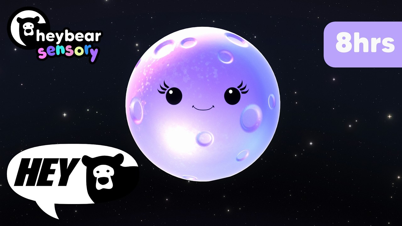 Hey Bear Sensory Bedtime - Mindful Moon - Calming Sleep Video - 8 Hours