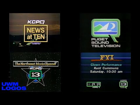 KCPQ (Q13 Tacoma) news close & Station IDs (late-1980s)
