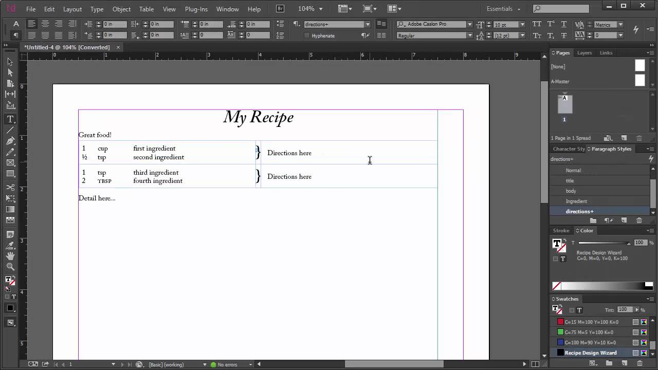 Recipe Design Wizard
