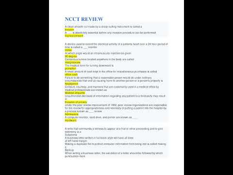 NCCT MEDICAL ASSISTANT PRACTICE TEST 4 NEW EXAM SOLUTION 2023