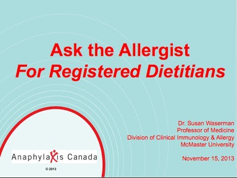 Anaphylaxis Canada presents "Ask the Allergist for Registered Dietitians"