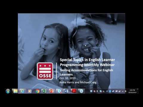 Special Topics in EL Programming Monthly Webinar: Testing Accommodations for English Learners