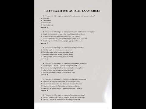 RBT® EXAM 2023 ACTUAL EXAM SHEET