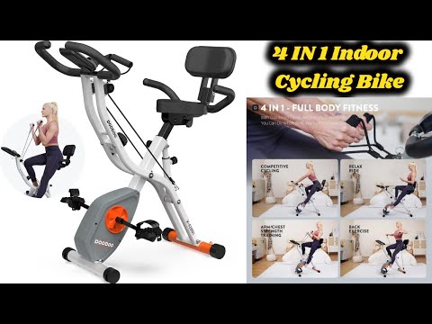 Foldable Exercise Bike, pooboo 4 IN 1 Indoor Cycling Bike Stationary Bikes for Home