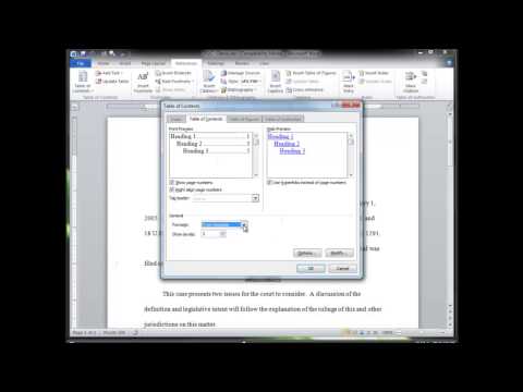 Building Table of Contents in your Brief