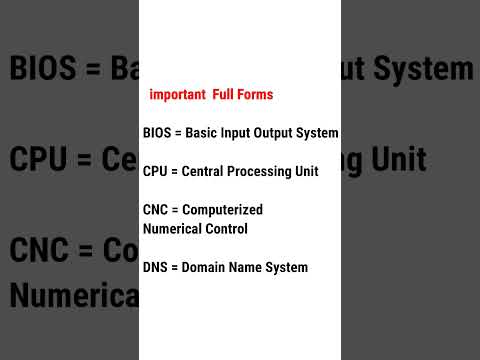 full form of BIOS CPU CNC DNS | important full form
