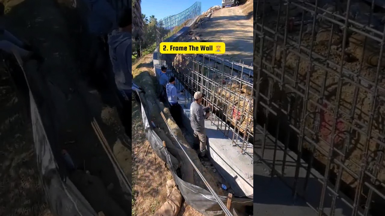 🔥How To Build A Concrete Retaining Wall.. #short version.. ✅ Below For Full Video ⏬