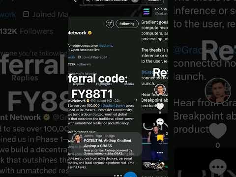 Gradient Network: https://gradient.network/ Referral code: FY88T1 #airdrop #solanablockchain