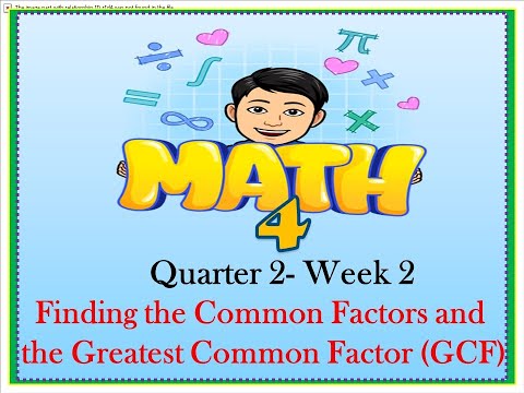 Lesson: Finding the Common Factors and the Greatest Common Factor (GCF)