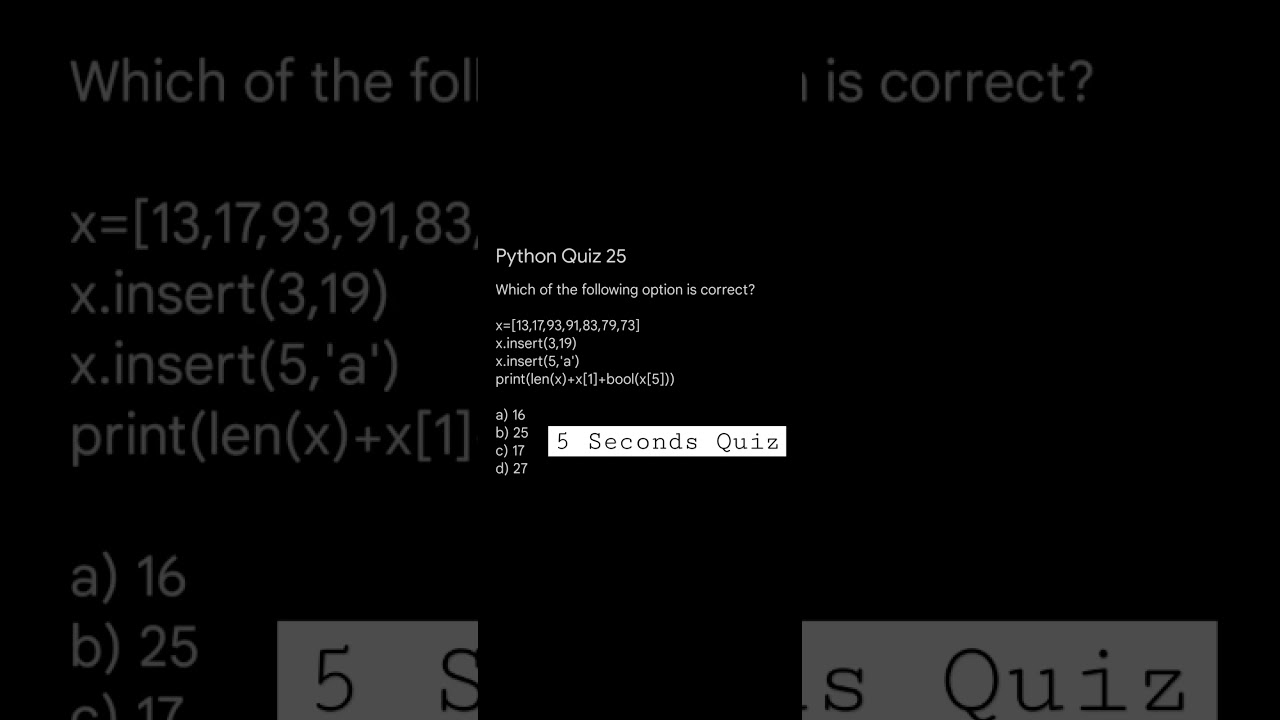 Python Quiz 25 For Beginners #coding #pythonforbeginners #pythonquiz  #shorts
