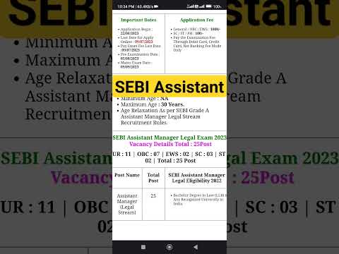 SEBI Assistant Manager Legal Online Form 2023