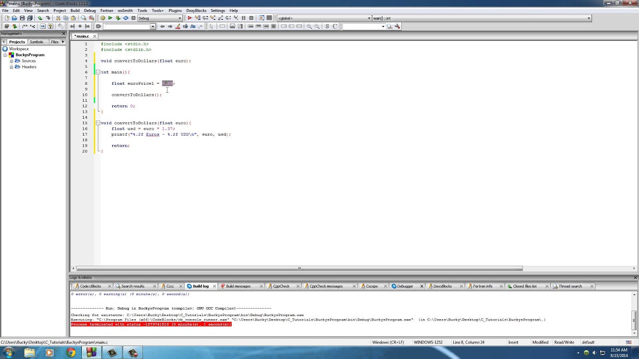C Programming Tutorial - 56 - Passing Arguments to Functions