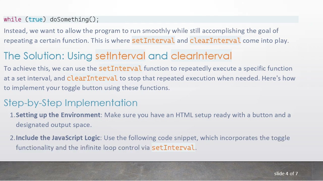 Creating a Toggle Button for Infinite Loops in JavaScript